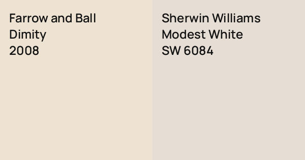 Farrow and Ball Dimity vs. Sherwin Williams Modest White comparison