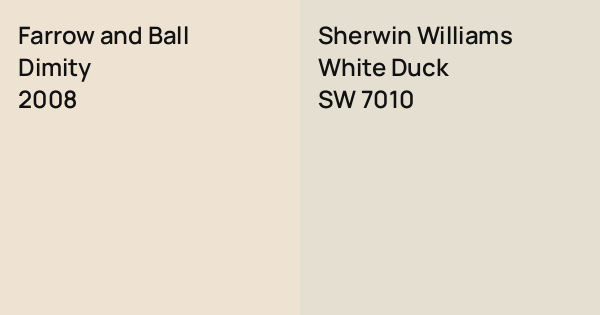 Farrow and Ball Dimity vs. Sherwin Williams White Duck comparison