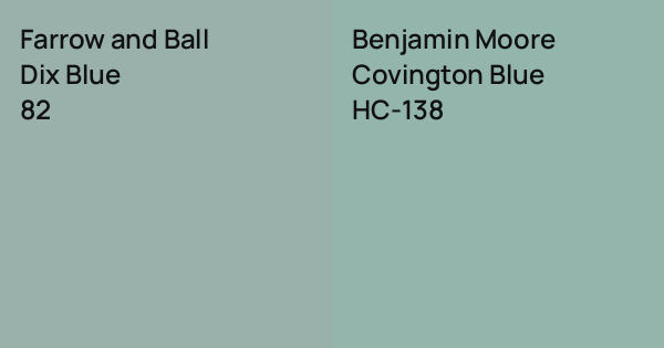 Farrow and Ball Dix Blue vs. Benjamin Moore Covington Blue comparison