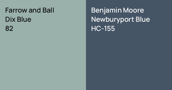 Farrow and Ball Dix Blue vs. Benjamin Moore Newburyport Blue comparison