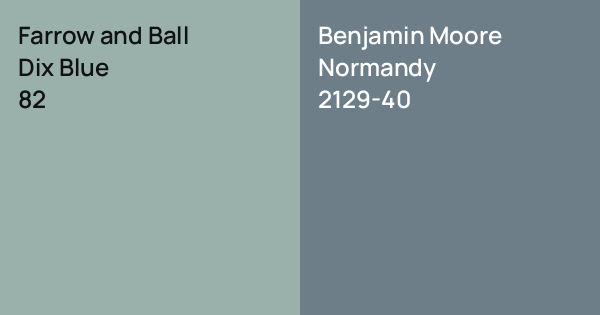 Farrow and Ball Dix Blue vs. Benjamin Moore Normandy comparison