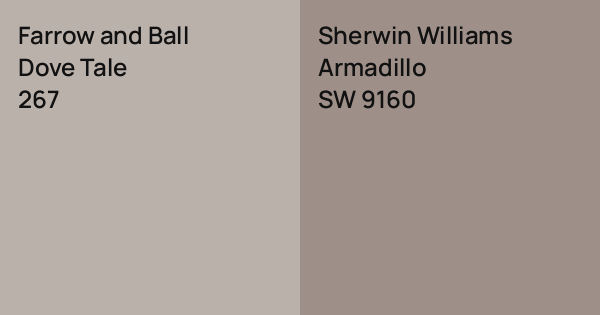 Farrow and Ball Dove Tale vs. Sherwin Williams Armadillo comparison