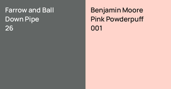 Farrow and Ball Down Pipe vs. Benjamin Moore Pink Powderpuff comparison