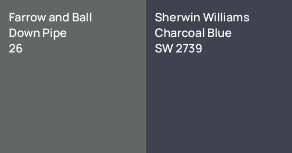 Farrow and Ball Down Pipe vs. Sherwin Williams Charcoal Blue comparison