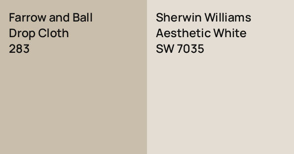 Farrow and Ball Drop Cloth vs. Sherwin Williams Aesthetic White comparison