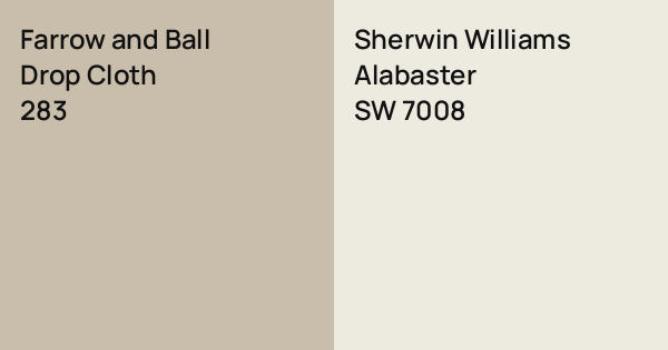 Farrow and Ball Drop Cloth vs. Sherwin Williams Alabaster comparison