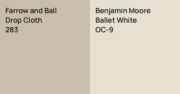 Farrow and Ball Drop Cloth vs. Benjamin Moore Ballet White comparison