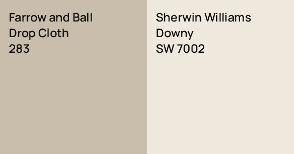 Farrow and Ball Drop Cloth vs. Sherwin Williams Downy comparison