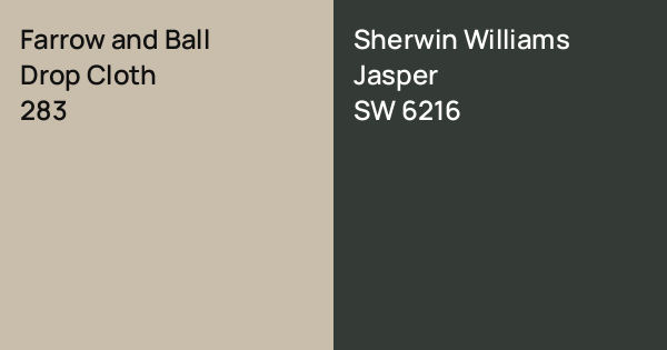 Farrow and Ball Drop Cloth vs. Sherwin Williams Jasper comparison