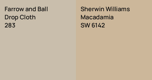 Farrow and Ball Drop Cloth vs. Sherwin Williams Macadamia comparison
