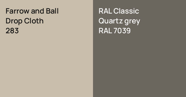 Farrow and Ball Drop Cloth vs. RAL Classic Quartz grey comparison
