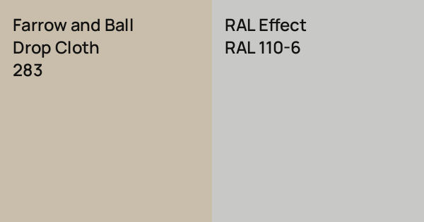 Farrow and Ball Drop Cloth vs. RAL Effect RAL 110-6 comparison