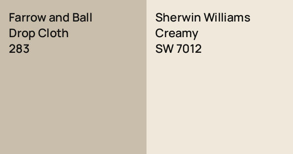 Farrow and Ball Drop Cloth vs. Sherwin Williams Creamy comparison