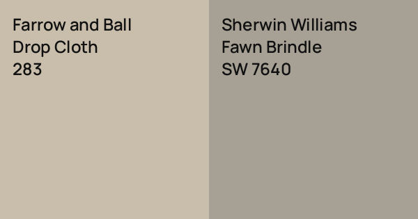 Farrow and Ball Drop Cloth vs. Sherwin Williams Fawn Brindle comparison