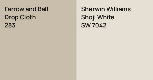 Farrow and Ball Drop Cloth vs. Sherwin Williams Shoji White comparison
