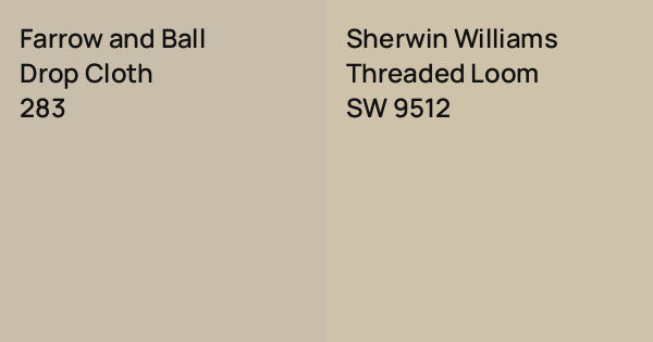 Farrow and Ball Drop Cloth vs. Sherwin Williams Threaded Loom comparison