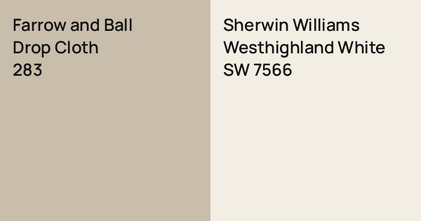 Farrow and Ball Drop Cloth vs. Sherwin Williams Westhighland White ...