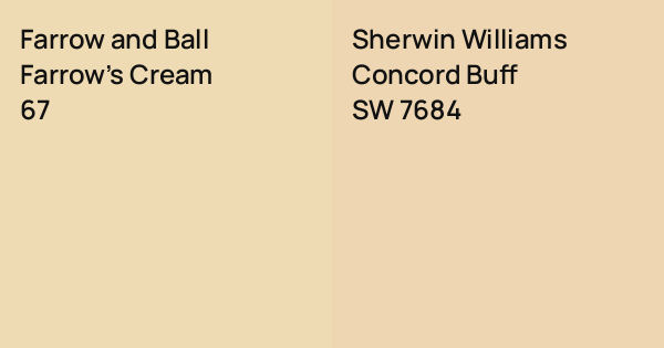 Farrow and Ball Farrow's Cream vs. Sherwin Williams Concord Buff comparison