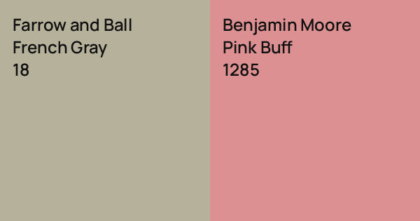 Farrow and Ball French Gray vs. Benjamin Moore Pink Buff comparison