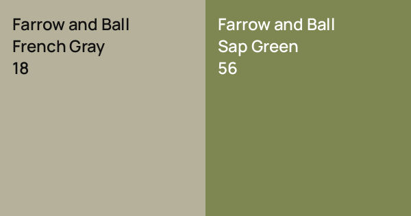 Farrow and Ball French Gray vs. Farrow and Ball Sap Green comparison