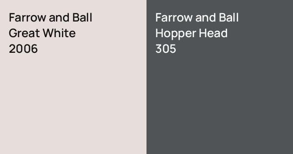 Farrow and Ball Great White vs. Farrow and Ball Hopper Head comparison