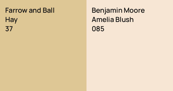 Farrow and Ball Hay vs. Benjamin Moore Amelia Blush comparison