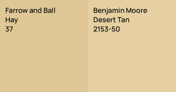Farrow and Ball Hay vs. Benjamin Moore Desert Tan comparison