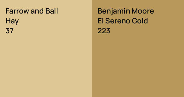 Farrow and Ball Hay vs. Benjamin Moore El Sereno Gold comparison