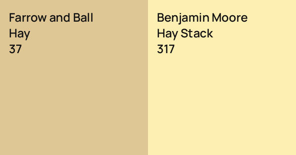Farrow and Ball Hay vs. Benjamin Moore Hay Stack comparison