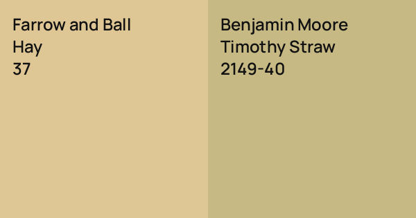 Farrow and Ball Hay vs. Benjamin Moore Timothy Straw comparison