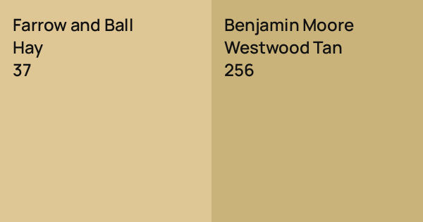 Farrow and Ball Hay vs. Benjamin Moore Westwood Tan comparison