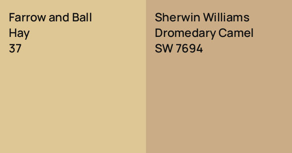 Farrow and Ball Hay vs. Sherwin Williams Dromedary Camel comparison