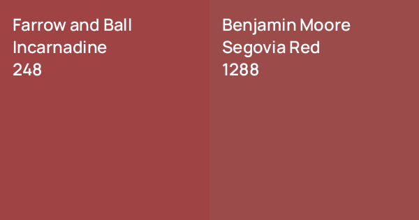 Farrow and Ball Incarnadine vs. Benjamin Moore Segovia Red comparison