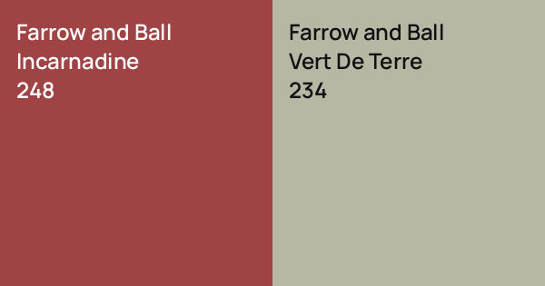 Farrow and Ball Incarnadine vs. Farrow and Ball Vert De Terre comparison
