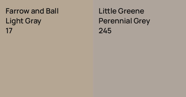 Farrow and Ball Light Gray vs. Little Greene Perennial Grey comparison
