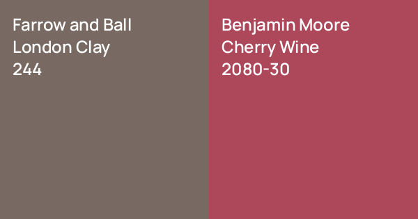 Farrow and Ball London Clay vs. Benjamin Moore Cherry Wine comparison