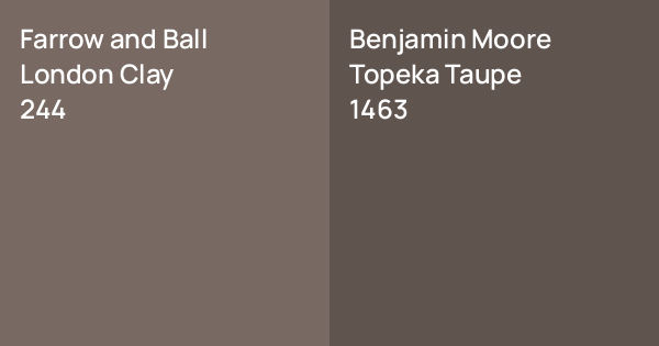 Farrow and Ball London Clay vs. Benjamin Moore Topeka Taupe comparison