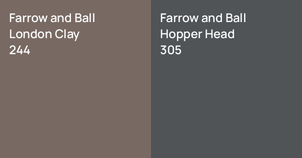 Farrow and Ball London Clay vs. Farrow and Ball Hopper Head comparison