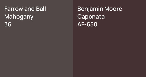 Farrow and Ball Mahogany vs. Benjamin Moore Caponata comparison