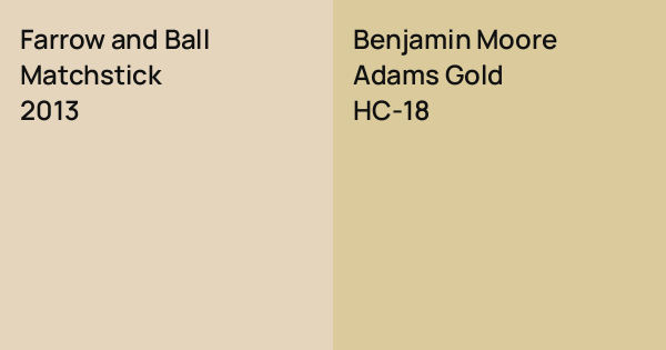 Farrow and Ball Matchstick vs. Benjamin Moore Adams Gold comparison