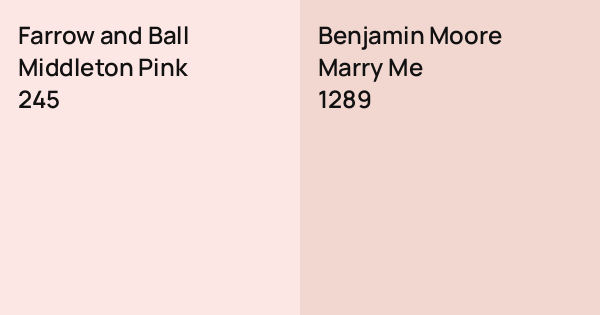 Farrow and Ball Middleton Pink vs. Benjamin Moore Marry Me comparison