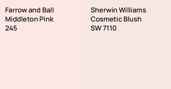 Farrow and Ball Middleton Pink vs. Sherwin Williams Cosmetic Blush ...