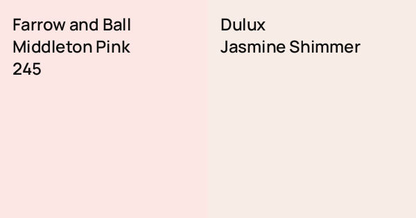 Farrow and Ball Middleton Pink vs. Dulux Jasmine Shimmer comparison