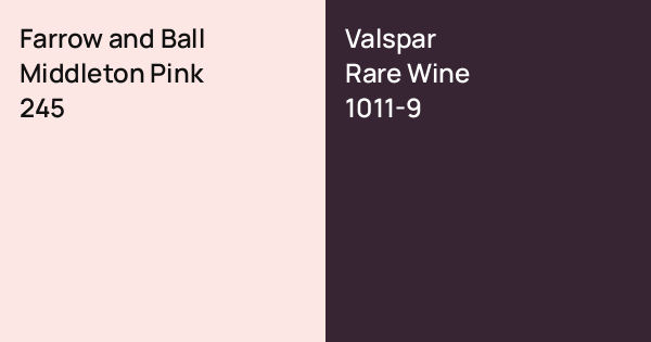 Farrow and Ball Middleton Pink vs. Valspar Rare Wine comparison