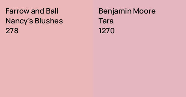 Farrow and Ball Nancy's Blushes vs. Benjamin Moore Tara comparison