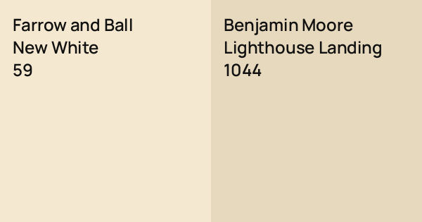 Farrow and Ball New White vs. Benjamin Moore Lighthouse Landing comparison
