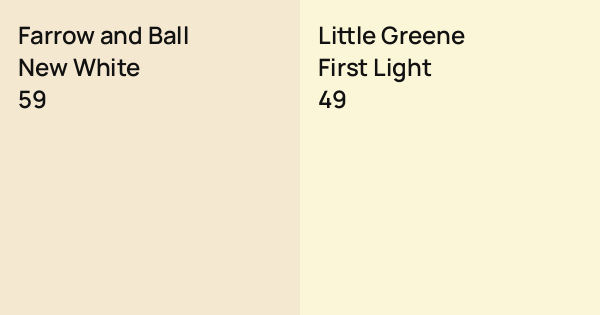Farrow and Ball New White vs. Little Greene First Light comparison