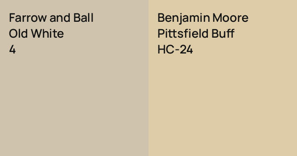 Farrow and Ball Old White vs. Benjamin Moore Pittsfield Buff comparison