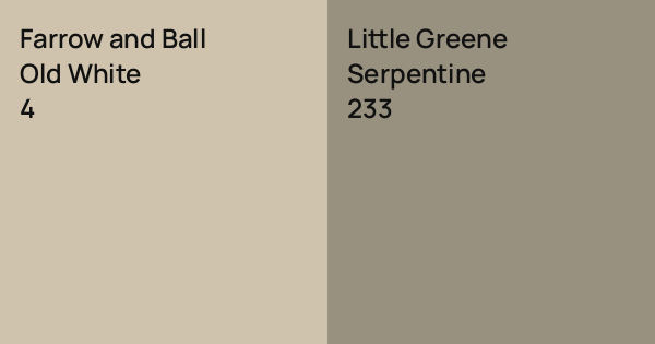 Farrow and Ball Old White vs. Little Greene Serpentine comparison