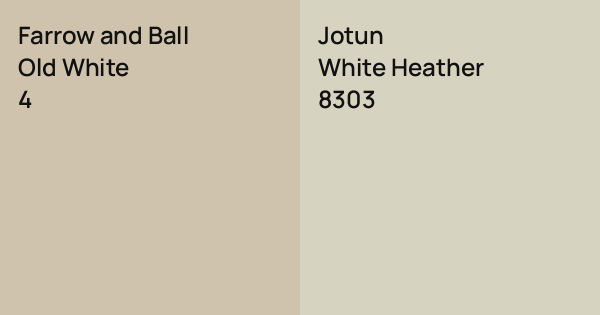 Farrow and Ball Old White vs. Jotun White Heather comparison